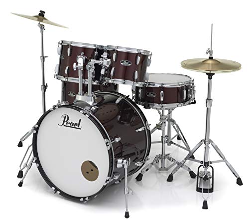 Pearl Roadshow Drum Set 5-Piece Complete Kit with Cymbals and Stands, Wine Red (RS525SC/C91)