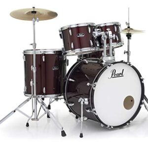 Pearl Roadshow Drum Set 5-Piece Complete Kit with Cymbals and Stands, Wine Red (RS525SC/C91)