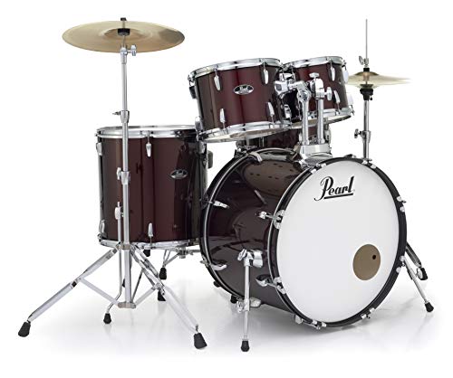 Pearl Roadshow Drum Set 5-Piece Complete Kit with Cymbals and Stands, Wine Red (RS525SC/C91)