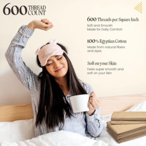 SGI bedding 600 Thread Count 4 Piece 100% Egyptian Cotton RV King Size Sheets Set, 15" Deep Pocket Sheet Set, Premium, Breathable, Soft and Hotel-Quality Luxury Sheets - Taupe