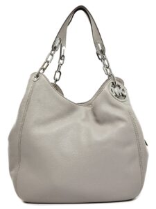 michael kors fulton large shoulder tote in pearl grey