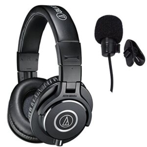 audio-technica ath-m40x professional studio monitor headphones with zalman zm-mic1