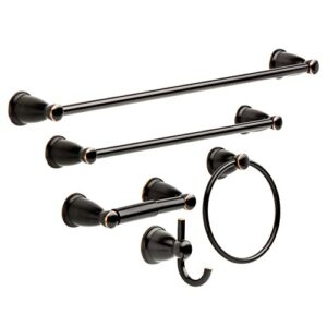 franklin brass kinla (5-pack) bathroom set oil-rubbed bronze 18", 24" towel bar racks,toilet paper holder, hand towel holder, hook | bathroom accessory set towel holder 5-piece hardware set kin5pc-orb