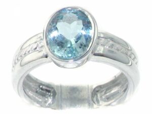 925 sterling silver natural aquamarine womens solitaire ring - size 5.5