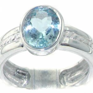 925 Sterling Silver Natural Aquamarine Womens Solitaire Ring - Size 5.5