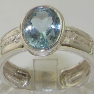 925 Sterling Silver Natural Aquamarine Womens Solitaire Ring - Size 5.5