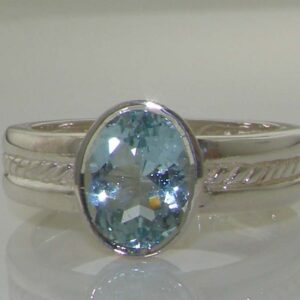 925 Sterling Silver Natural Aquamarine Womens Solitaire Ring - Size 5.5