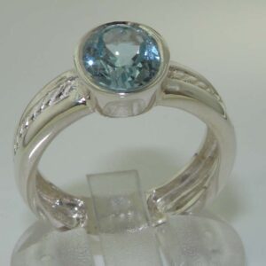 925 Sterling Silver Natural Aquamarine Womens Solitaire Ring - Size 5.5