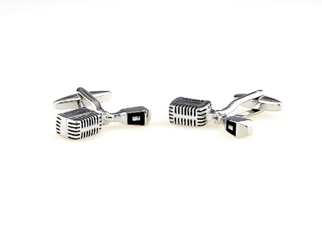 MRCUFF Microphone Radio DJ MC Music Pair of Cufflinks in a Presentation Gift Box & Polishing Cloth