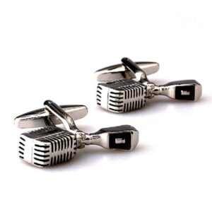 MRCUFF Microphone Radio DJ MC Music Pair of Cufflinks in a Presentation Gift Box & Polishing Cloth