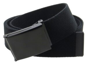 canvas web belt flip-top black buckle/tip solid color 50" long 1.5" wide (black)