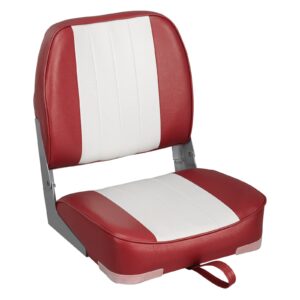 leader accessories deluxe folding marine boat seat (white/red)