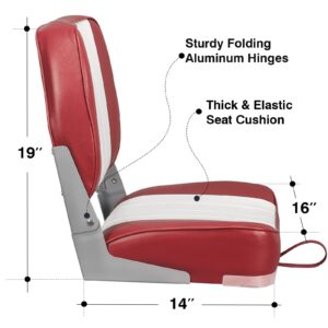 Leader Accessories Deluxe Folding Marine Boat Seat (White/Red)