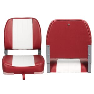 Leader Accessories Deluxe Folding Marine Boat Seat (White/Red)