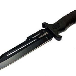 10.5" Black Hunting Knife Rubber Handle with Sheath