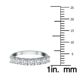 AGS Certified 1 Carat TW Seven Stone Diamond Wedding Band in 14K White Gold