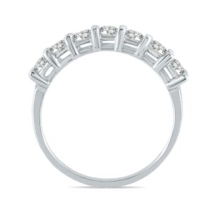 AGS Certified 1 Carat TW Seven Stone Diamond Wedding Band in 14K White Gold