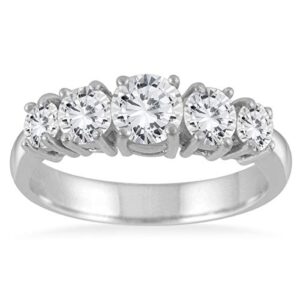 ags certified 1 1/4 carat tw 5 stone white diamond ring in 14k white gold