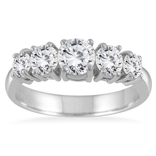 AGS Certified 1 1/4 Carat TW 5 Stone White Diamond Ring in 14K White Gold