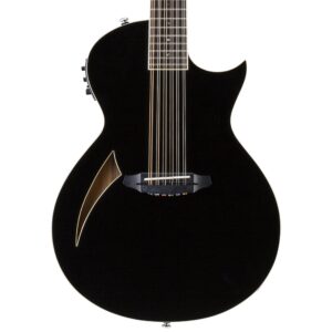 esp ltd tl-12 thinline 12-string acoustic electric guitar, black