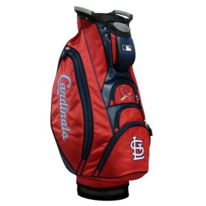 team golf mlb st louis cardinals victory golf cart bag, 10-way top with integrated dual handle & external putter well, cooler pocket, padded strap, umbrella holder & removable rain hood