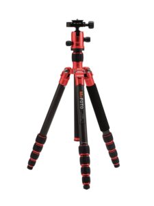 mefoto roadtrip lightweight 61.6" carbon fiber tripod/monopod, w/case, twist locks, triple action ballhead w/arca swiss plate - red (c1350q1r)