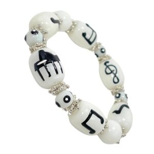 fiona piano music notes bracelet - glass beaded strand, hand-painted icon - teacher appreciation gift, women's accessory