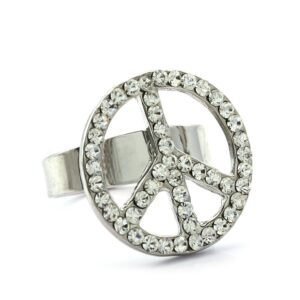 soulbreezecollection peace sign ring adjustable size band designer women lady costume fashion jewelry