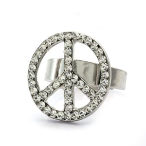 SoulBreezeCollection Peace Sign Ring Adjustable Size Band Designer Women Lady Costume Fashion Jewelry