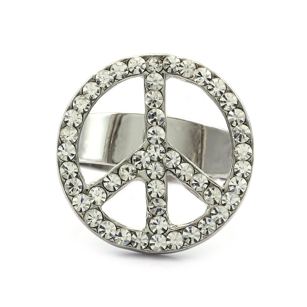 SoulBreezeCollection Peace Sign Ring Adjustable Size Band Designer Women Lady Costume Fashion Jewelry