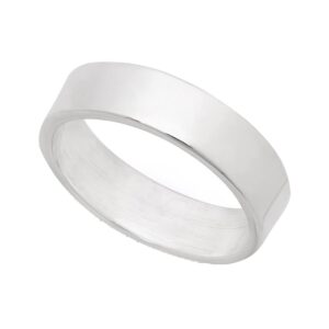 polished cigar cut flat silver 6mm straight plain wedding band standard fit ring - size 10.5