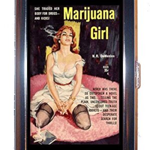 Marijuana Girl Classic Lowbrow Pulp Art Stainless Steel ID or Cigarettes Case (King Size)