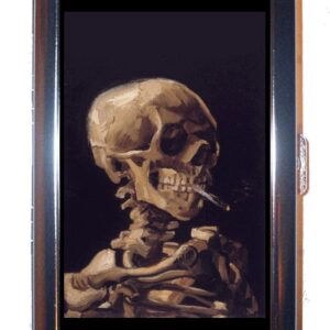 Coastal Colors Vincent Van Gogh Skull with Burning Cigarette Stainless Steel ID or Cigarettes Case (King Size)