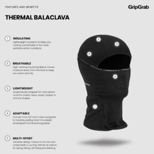 GripGrab Thermal Winter Cycling Balaclava Cold Weather Cycling Hat Biking Mask Winter Full Face Balaclava Biking Face Mask Black