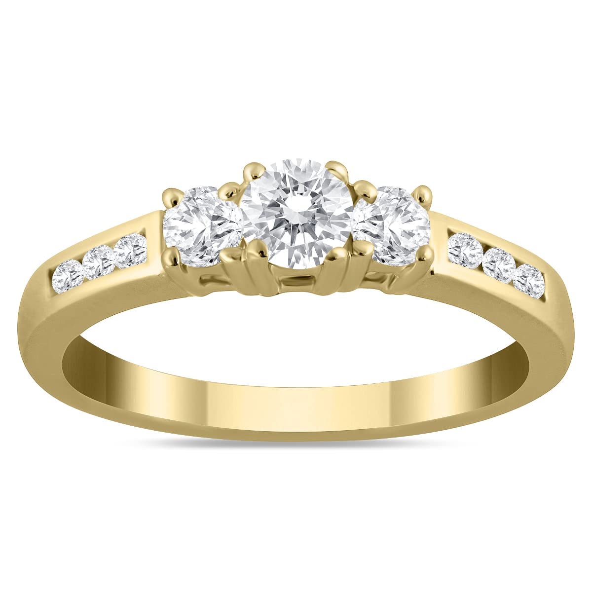 1/2 Carat TW Diamond Three Stone Ring in 10K Yellow Gold (K-L Color, I2-I3 Clarity)