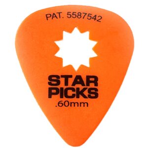 everly star guitar picks | 72 pack | .60mm | orange