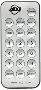 adj uc-ir remote control for select adj lighting fixtures