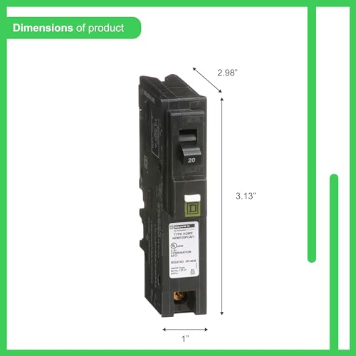 Square D - HOM120PCAFIC Homeline Circuit Breaker, 20-Amp, 120V, 1-Pole CAFCI , Plug-On Neutral