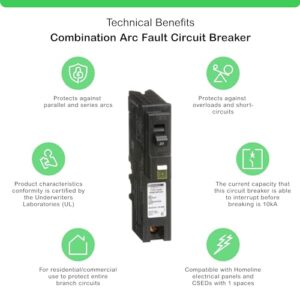 Square D - HOM120PCAFIC Homeline Circuit Breaker, 20-Amp, 120V, 1-Pole CAFCI , Plug-On Neutral