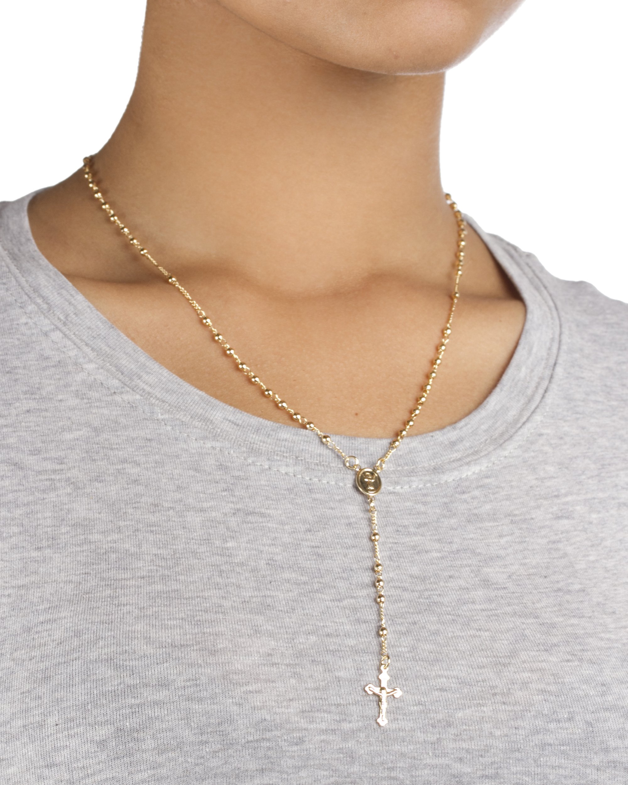 JOTW Gold Overlay 18" Pendant Necklace (Jesus On The Cross Pendant & Open Arms Charm)