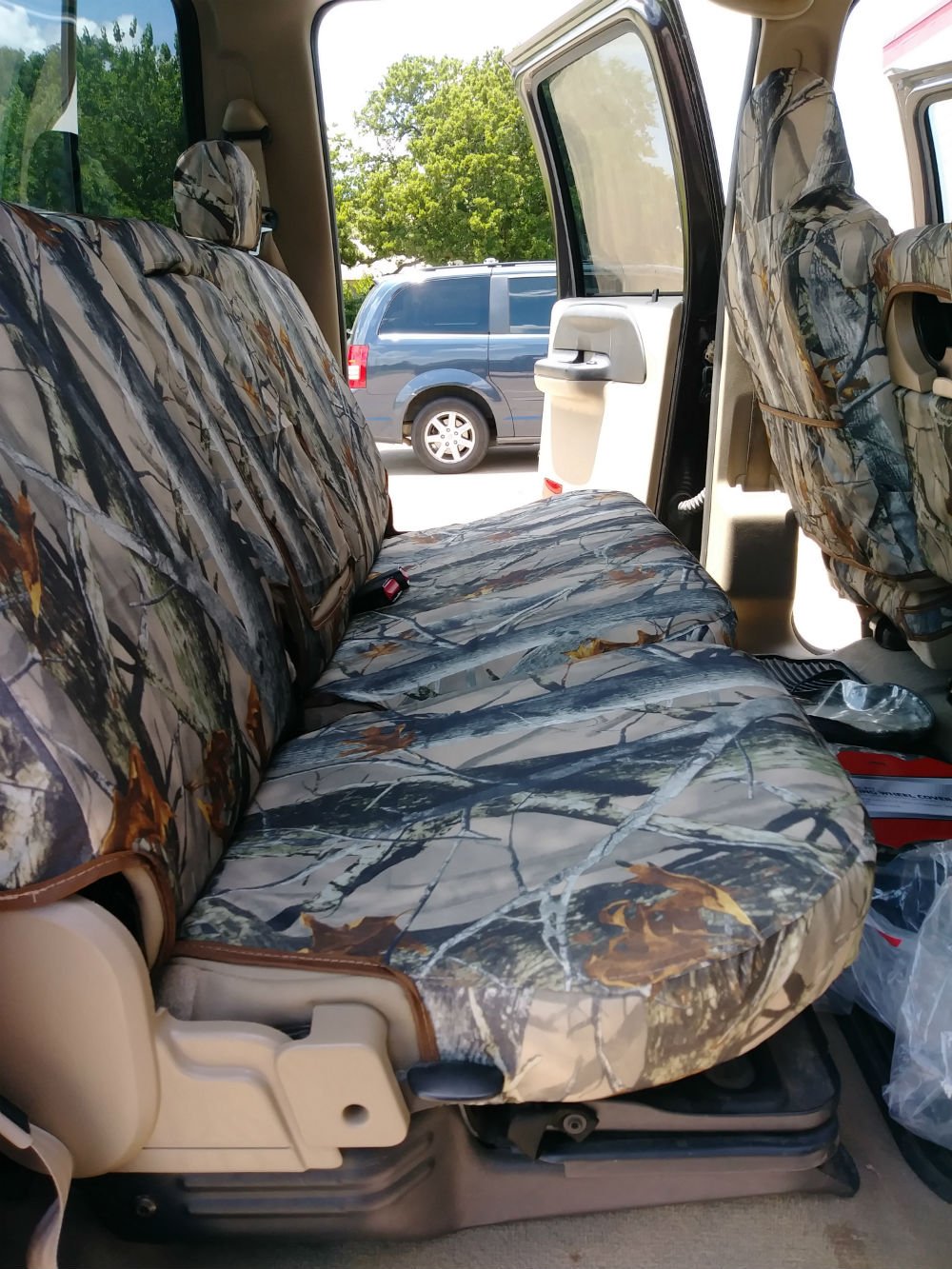 Durafit Seat Covers | FD77 XD3-C | 2002-2007 Ford F250-F550 Front/Back Car Seat Cover in XD3 Camo Endura Fabric | Front 40/20/40 High Back | Rear is Solid Bench | Not for 60/40 Double Cab only