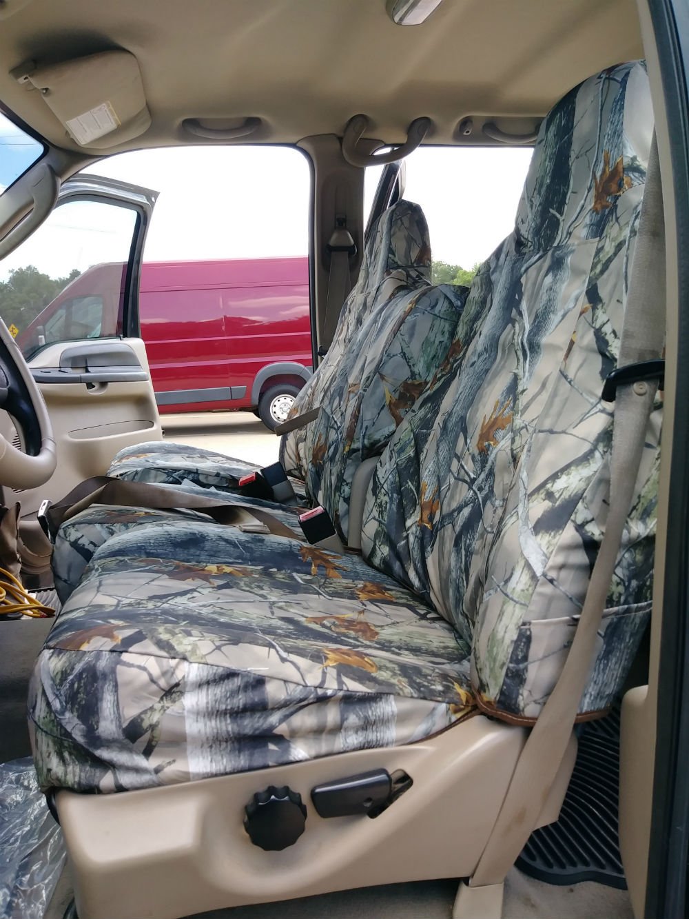 Durafit Seat Covers | FD77 XD3-C | 2002-2007 Ford F250-F550 Front/Back Car Seat Cover in XD3 Camo Endura Fabric | Front 40/20/40 High Back | Rear is Solid Bench | Not for 60/40 Double Cab only