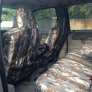 Durafit Seat Covers | FD77 XD3-C | 2002-2007 Ford F250-F550 Front/Back Car Seat Cover in XD3 Camo Endura Fabric | Front 40/20/40 High Back | Rear is Solid Bench | Not for 60/40 Double Cab only