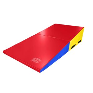 incstores gymnastics wedge mat | foldable vinyl-covered foam gymnastics cheese mat for learning rolls, handsprings and many other acrobatic stunts | rainbow, 14" x 24" x 33"