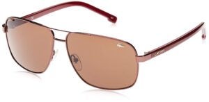 lacoste men's l162s rectangular sunglasses, brown/brown, 61 mm