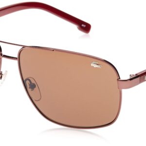 Lacoste Men's L162S Rectangular Sunglasses, Brown/Brown, 61 mm