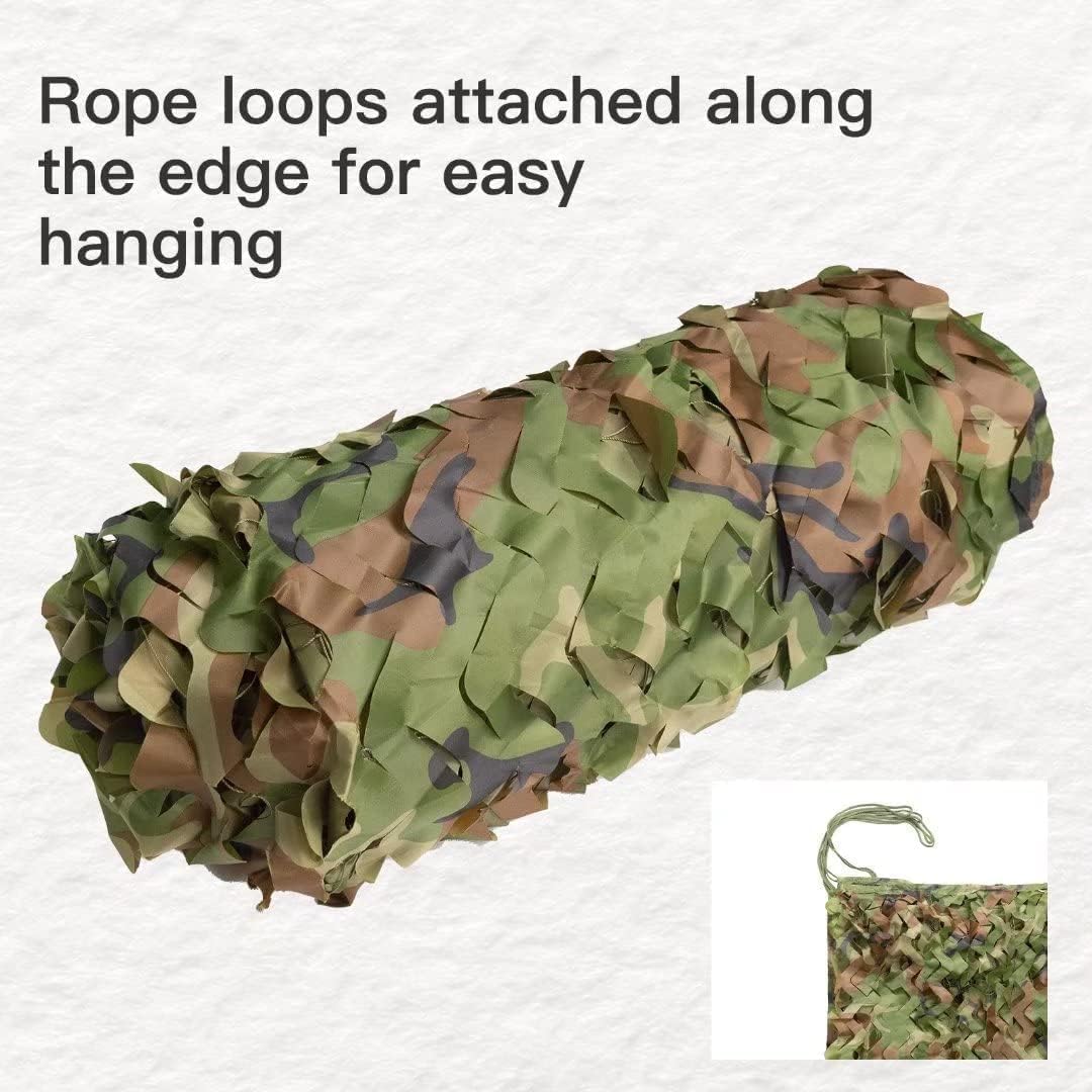 LOOGU Custom Woodland Camo Netting Camping Military Hunting Camouflage Net (150D Polyester, 7x26ft)