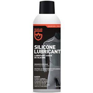 gear aid silicone lubricant spray for neoprene and rubber gear, 7 oz, clear