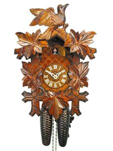 wall cuckoo clock mechanical 8 day with 1 bird & 5 leaves; german black forest coco coo-coo clocks