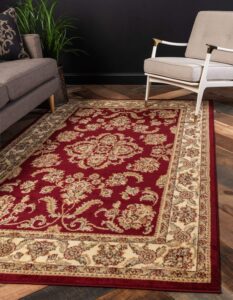 unique loom voyage collection traditional oriental classic intricate design area rug (7' 0 x 10' 0 rectangular, red/tan)